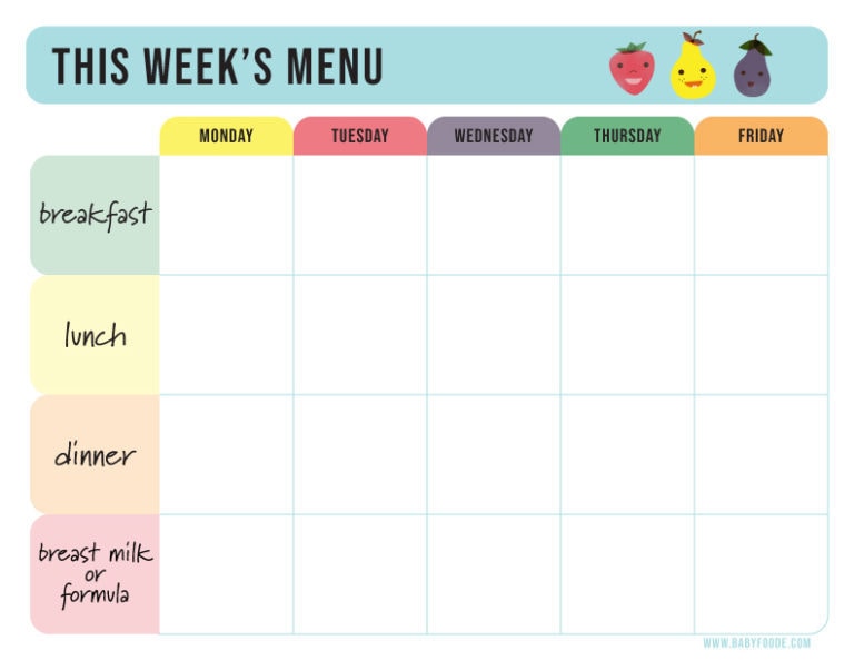 6-9 Month Old Baby Food Puree Menu (FREE Printable) - Baby Foode