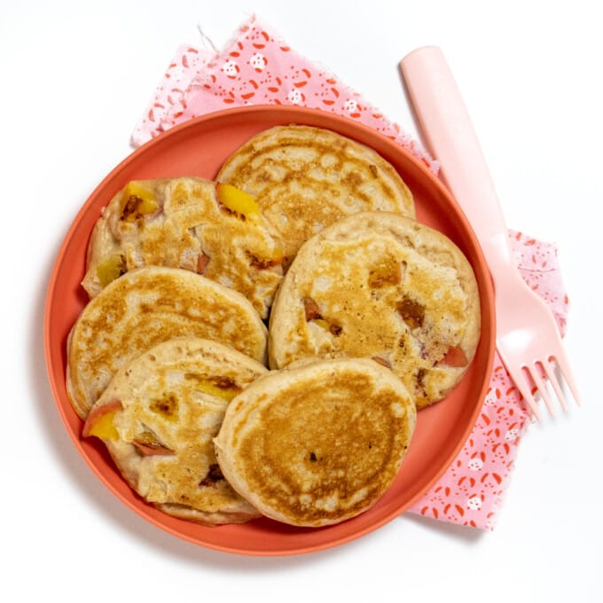 Kid-Requested Fluffy Peach Pancakes (made in 15-Minutes!) | Baby Foode
